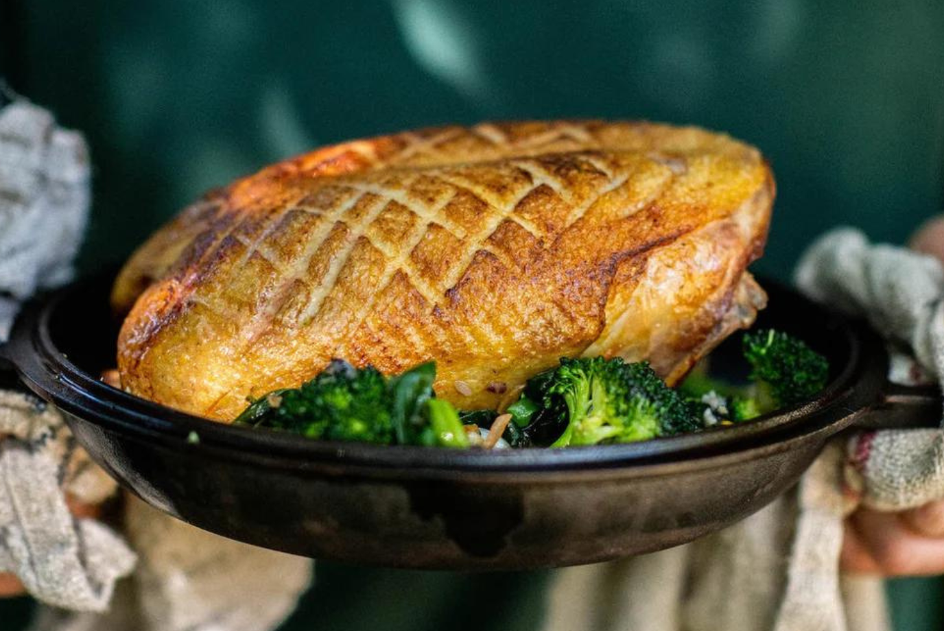 Roasted Duck Crown with Preserved Lemon & Broccoli | Pipers Farm